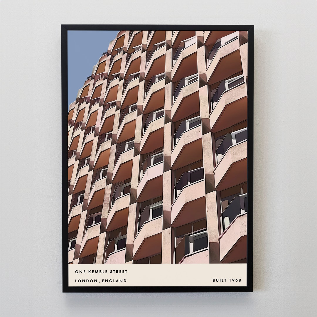 One Kemble Street Architecture Poster, Retro Poster, Mid Century Modern ...