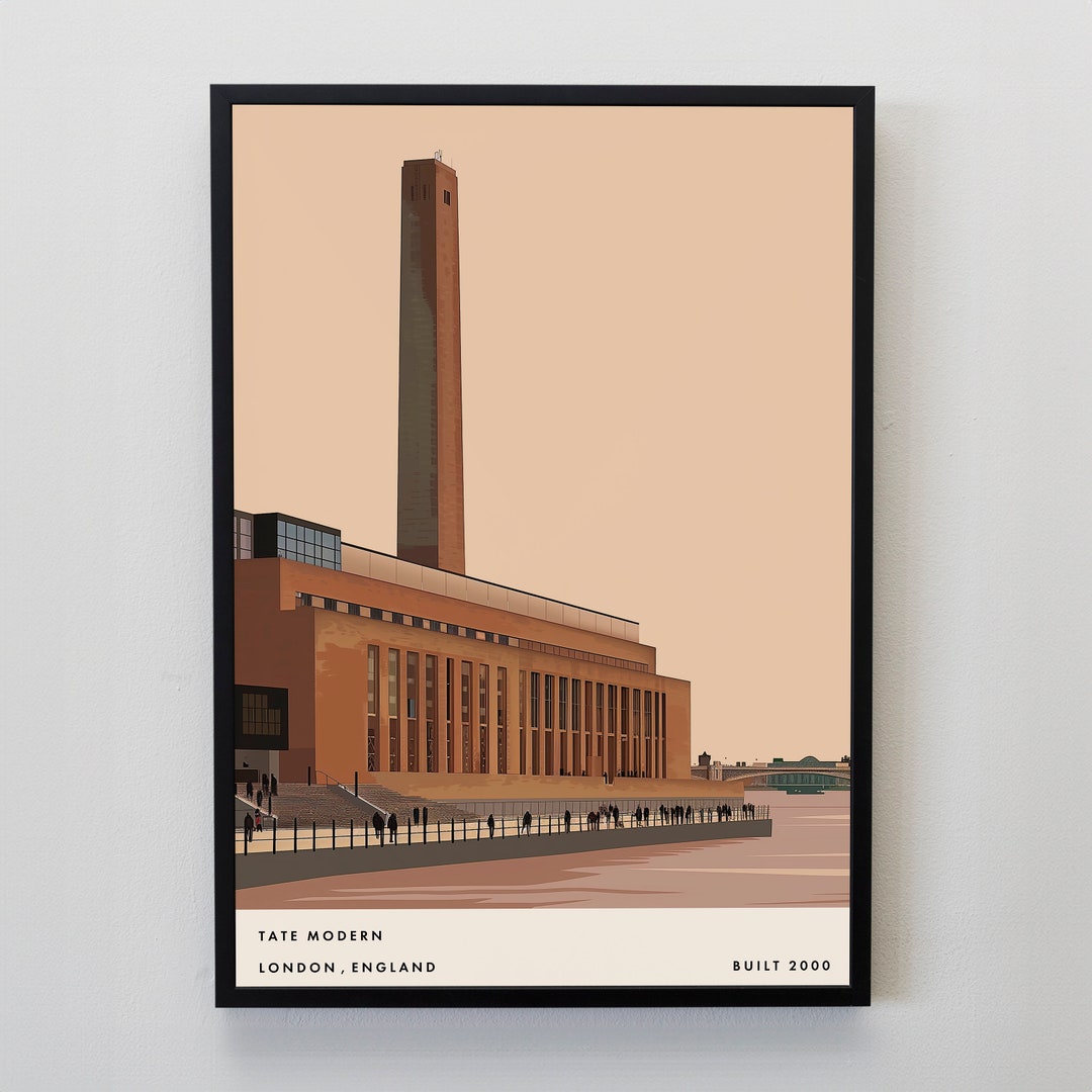 Tate Modern, Architecture Poster, Retro Poster, Mid Century Modern ...