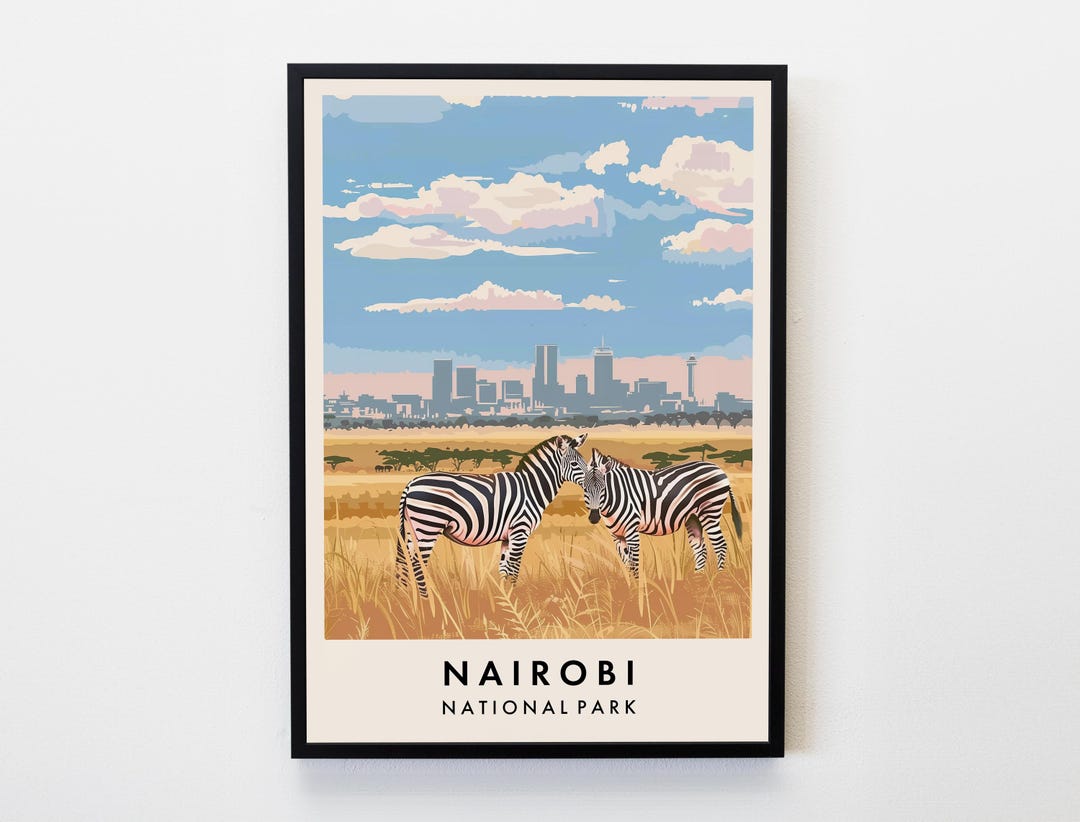 Nairobi National Park Travel Print, Wall Art Nairobi Poster, Kenya ...