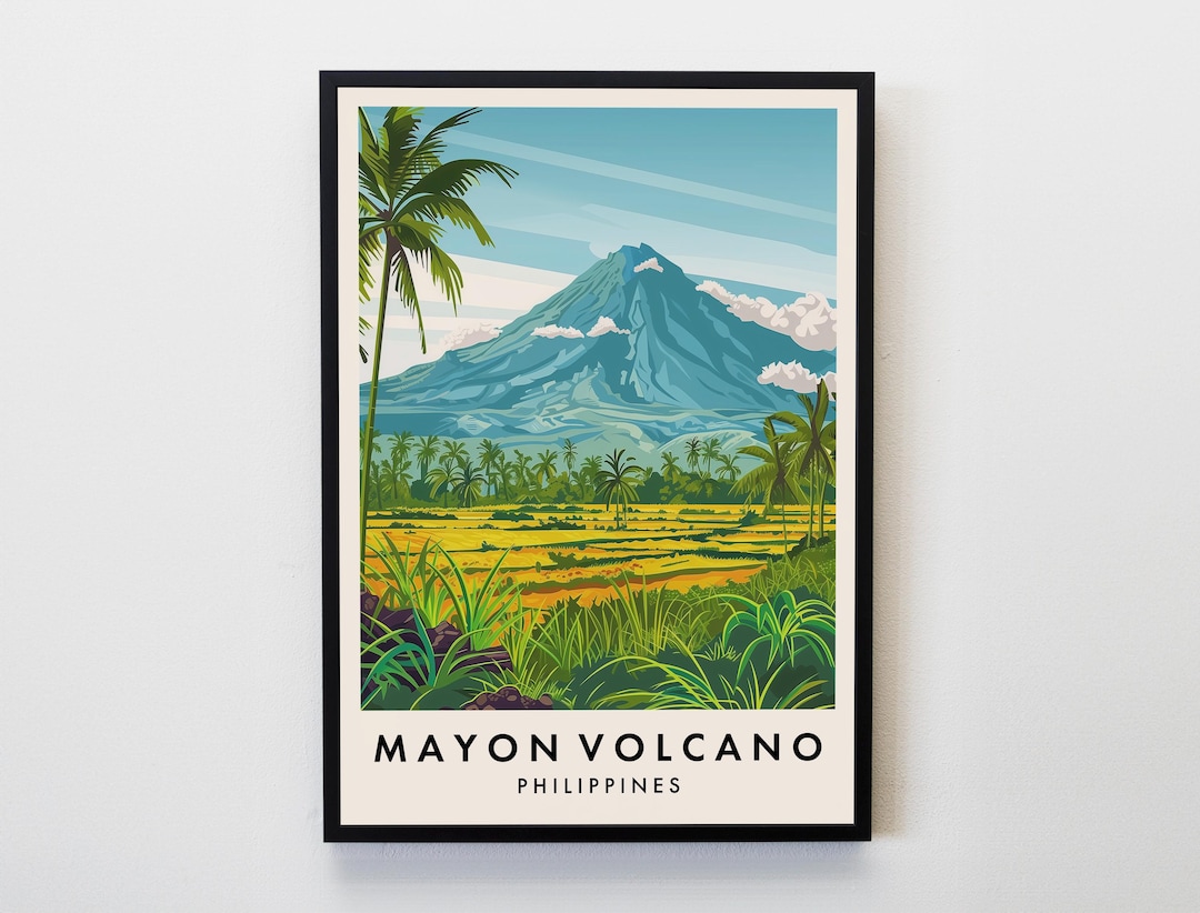 Mayon Volcano Travel Print, Wall Art Mayon Volcano Poster, Philippines ...