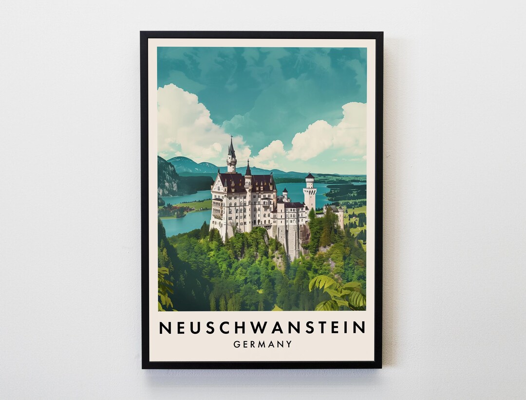 Neuschwanstein Castle Travel Print, Wall Art Neuschwanstein Poster ...