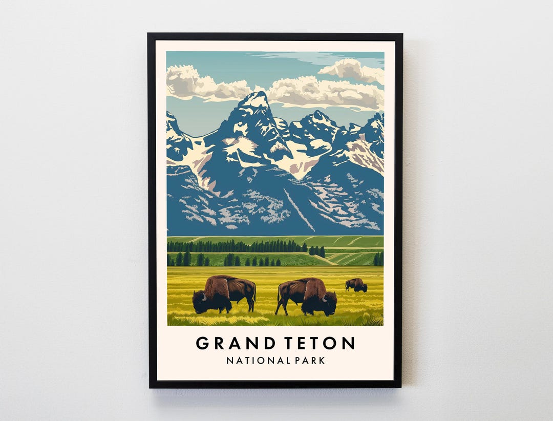 Grand Teton National Park Travel Print, Wall Art Grand Teton Poster ...