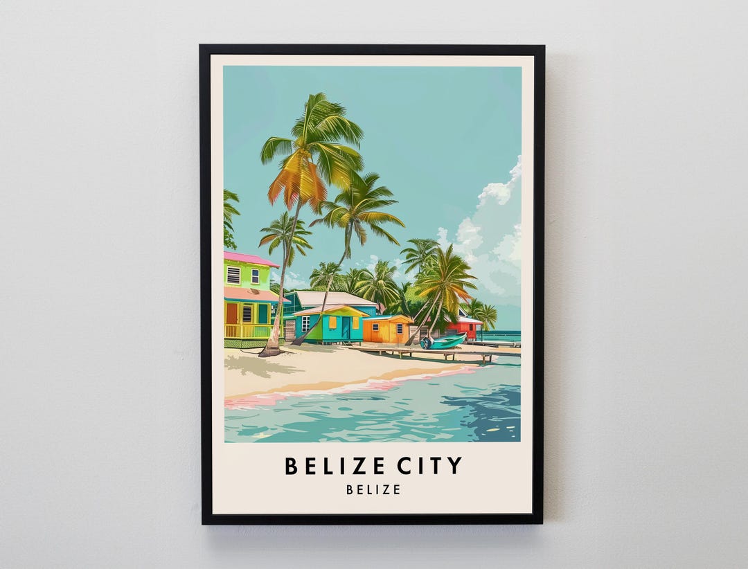 Belize City Travel Print, Wall Art Belize City, Belize Gift, Belize ...
