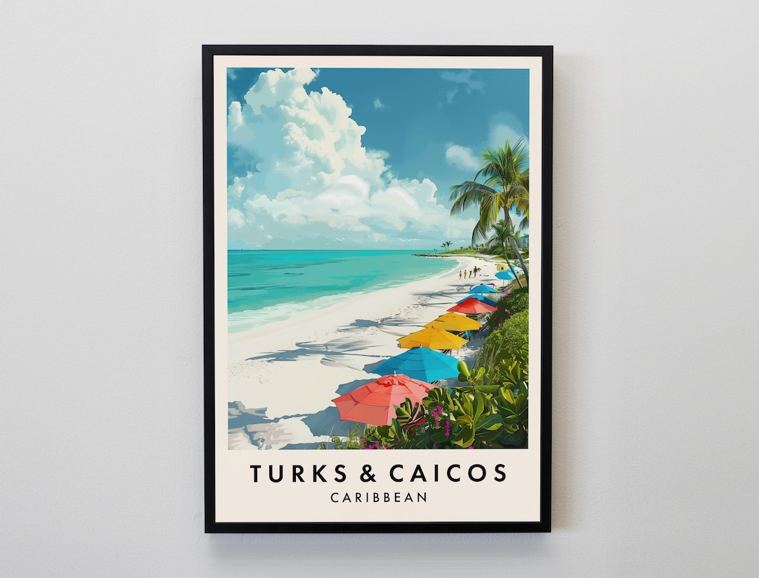 Turks and Caicos Travel Print, Wall Art Turks and Caicos, Caribbean ...