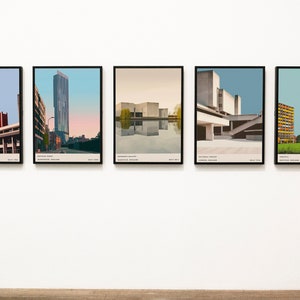 National Theatre, Architecture Poster, Retro Poster, Mid Century Modern ...