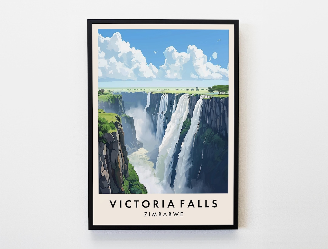 Victoria Falls Travel Print, Wall Art Victoria Falls Poster, Zimbabwe ...