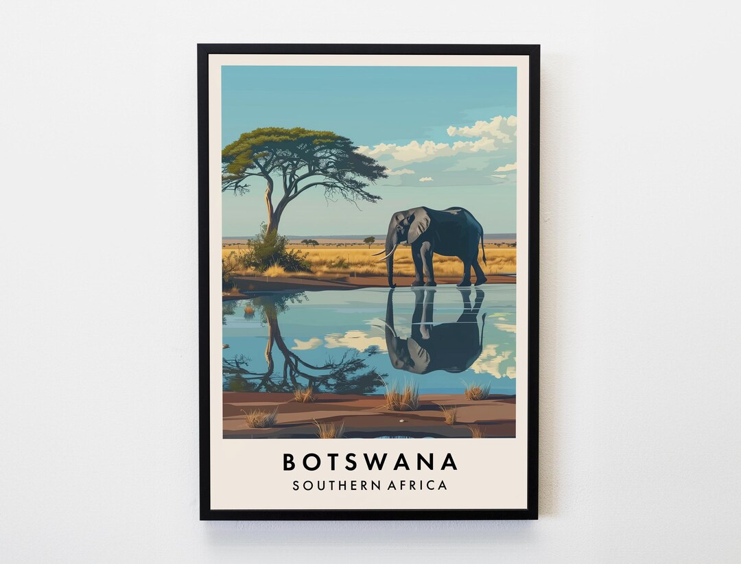 Botswana Travel Print, Wall Art Botswana Poster, Botswana Africa Travel ...