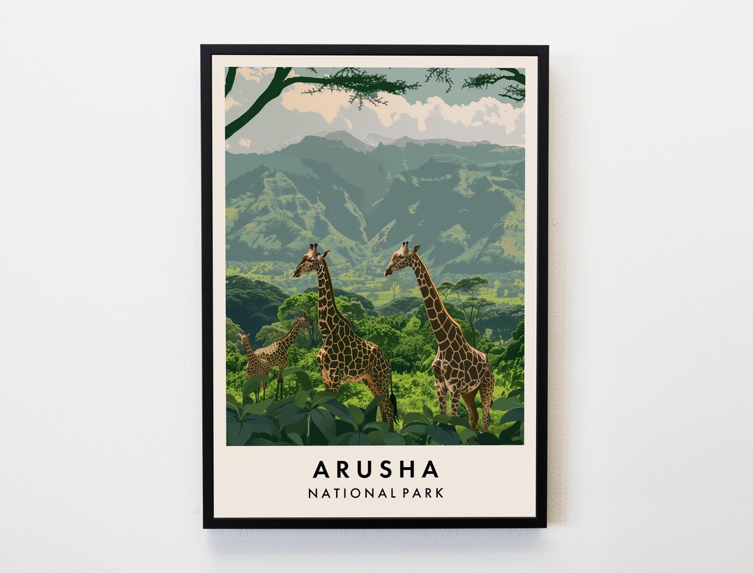 Arusha National Park Travel Print, Wall Art Arusha Poster, Tanzania ...
