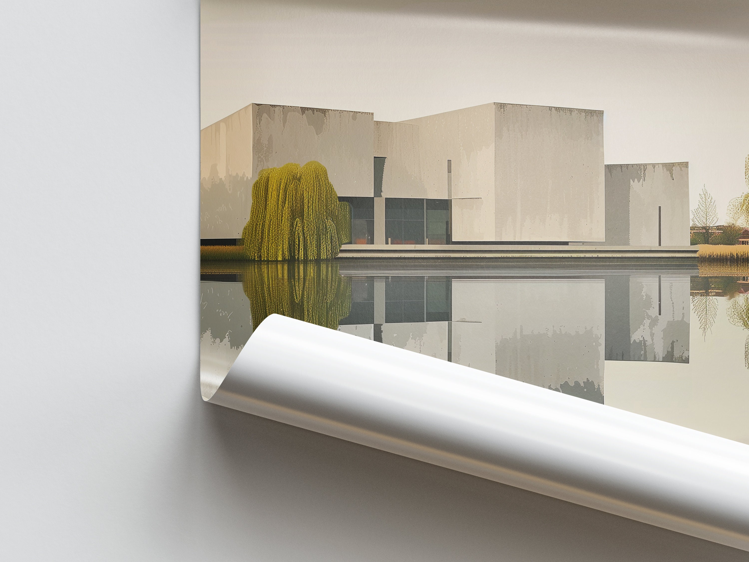 Hepworth Gallery Architecture Poster, Retro Poster, Mid Century Modern ...