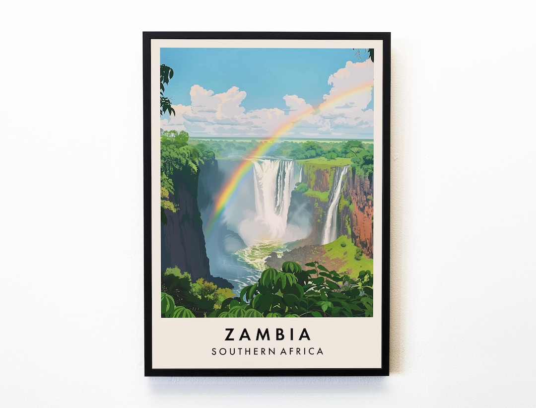 Zambia Travel Print, Wall Art Zambia, Zambia Poster, Africa Travel ...