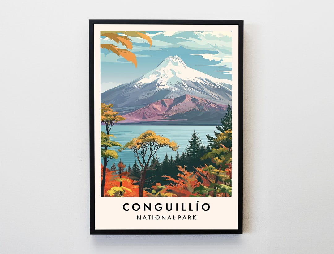 Conguillío National Park Travel Print, Wall Art Andes Poster, Andes ...