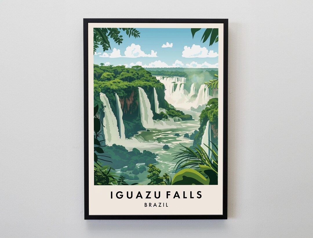 Iguazu Falls Travel Print, Wall Art Iguazu Falls, Brazil Poster, Brazil ...