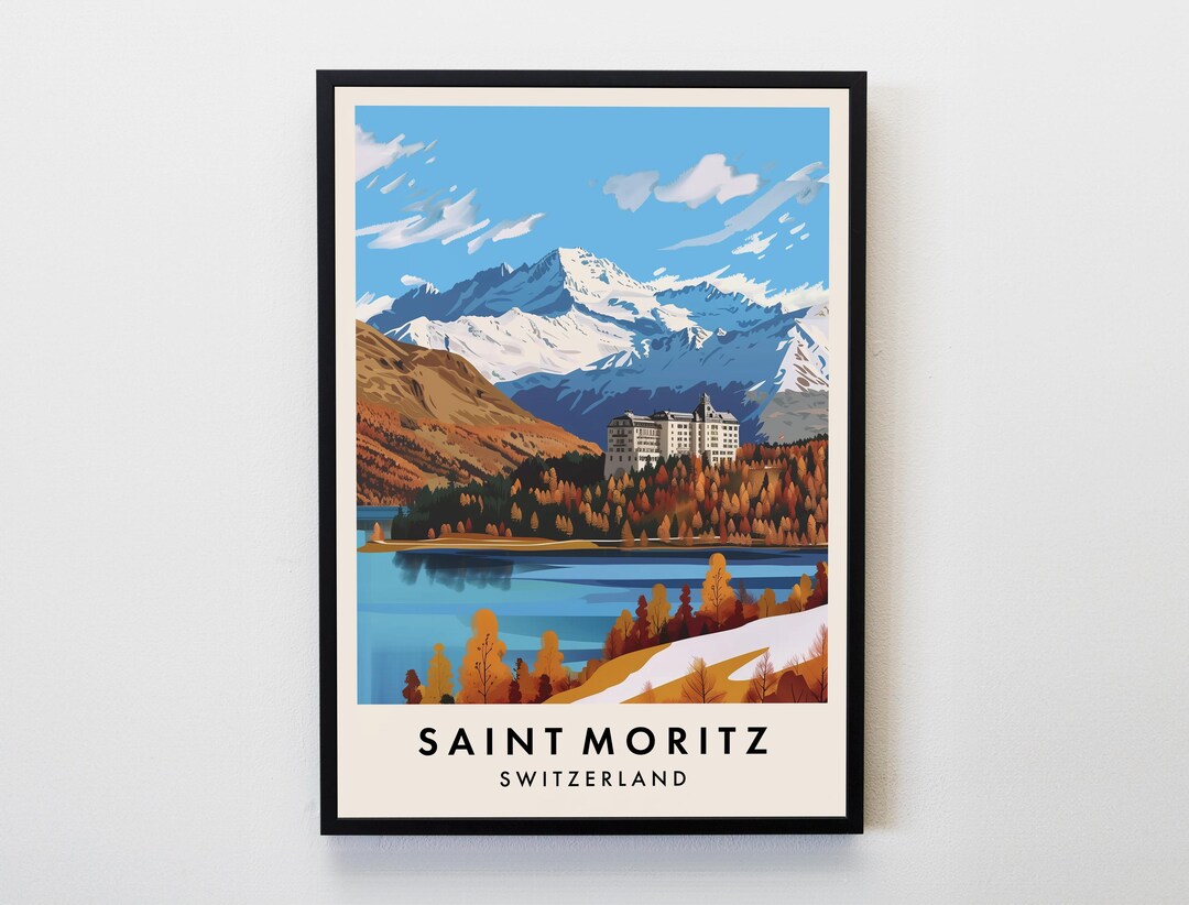 Saint Moritz Travel Print, Wall Art Saint Moritz Poster, Switzerland ...