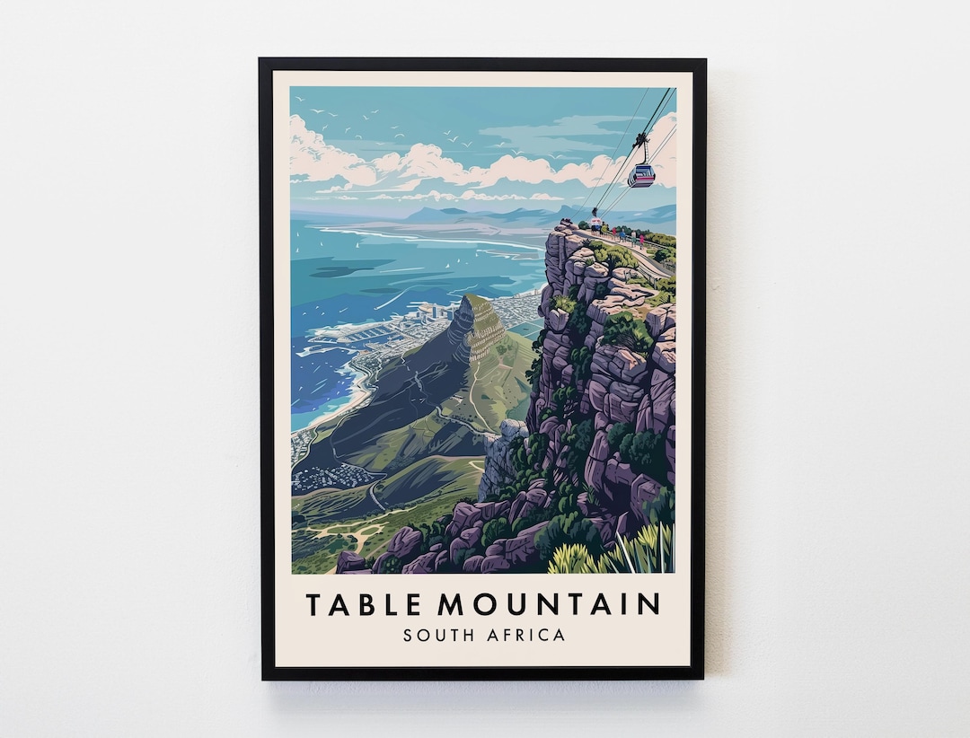Table Mountain Travel Print, Wall Art Table Mountain Poster, South ...
