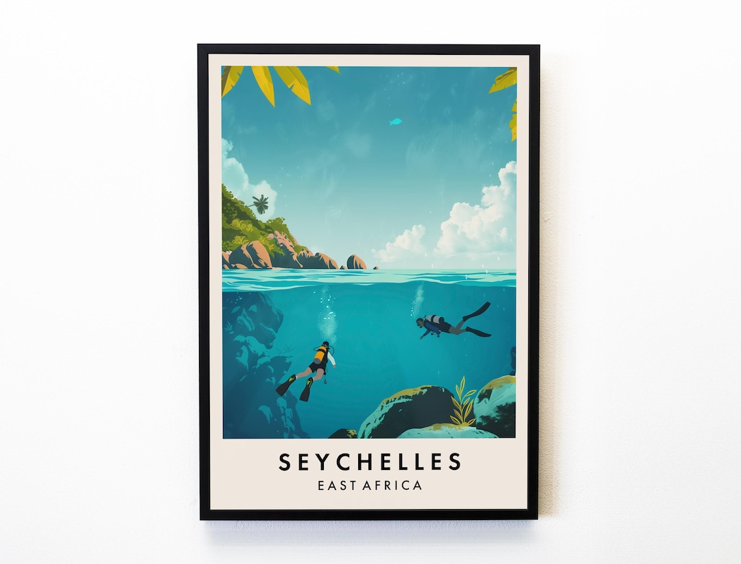 Seychelles Travel Print, Wall Art Seychelles, Seychelles Poster, Africa ...