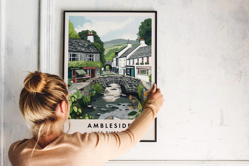 Ambleside Travel Print, Wall Art Ambleside Poster, Lake District Poster ...