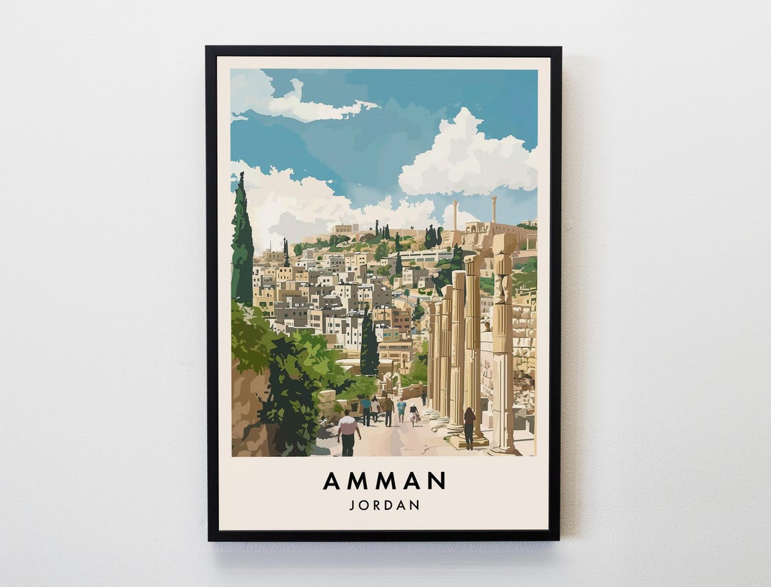 Amman Travel Print, Wall Art Amman, Amman Poster, Jordan Travel Print ...