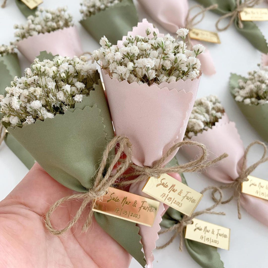 Personalized Mini Dry Flower Favors, Elegant Wedding Favors, Baby ...