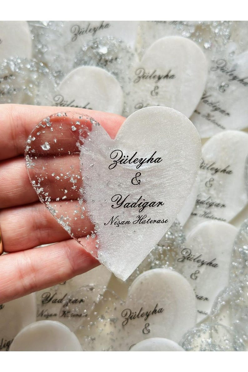 Personalized Wedding Epoxy Magnet Favor,engagement Gifts, Custom Heart ...