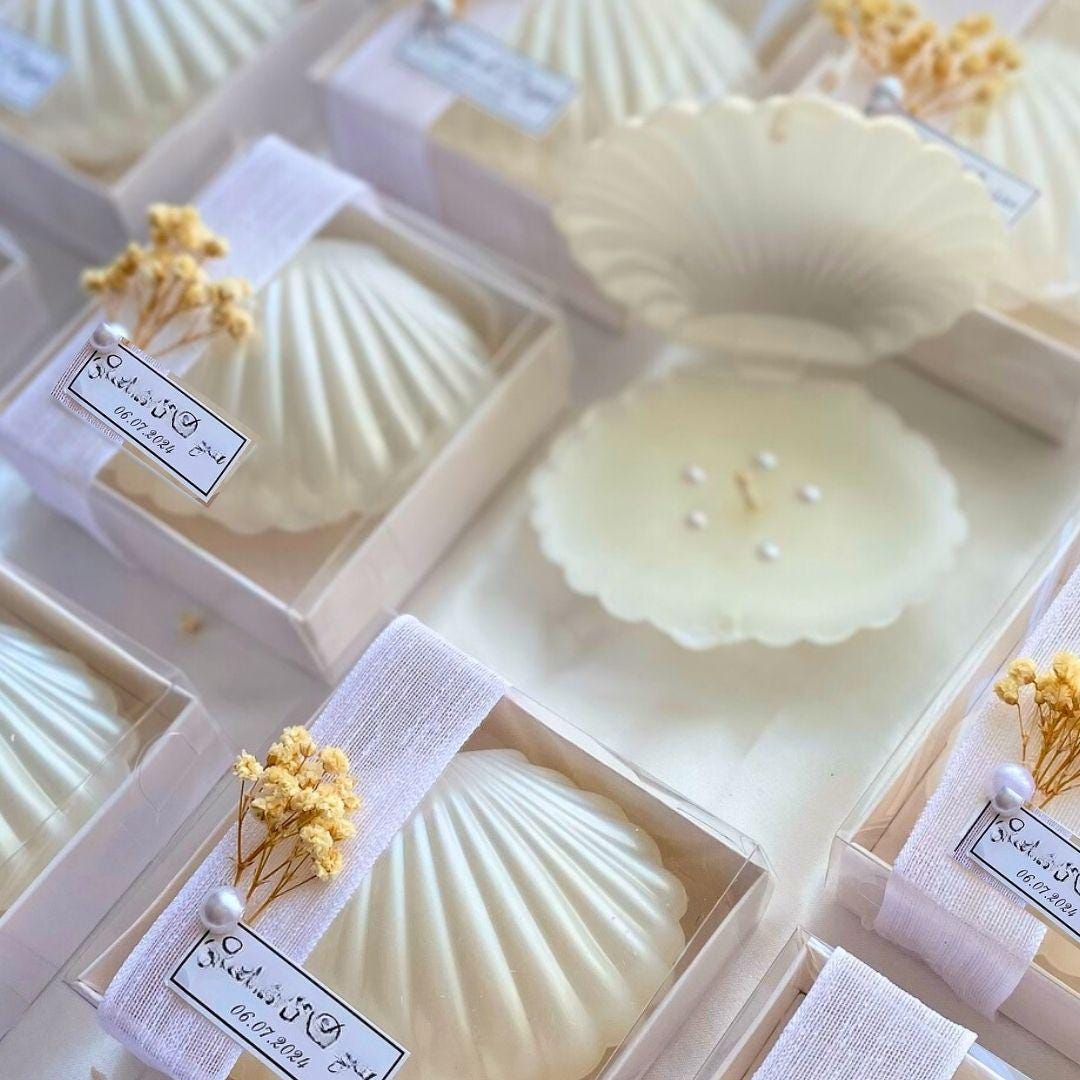 Oyster Candle Box Decorated With Pearls, Sea Shell Handmade Candle ...
