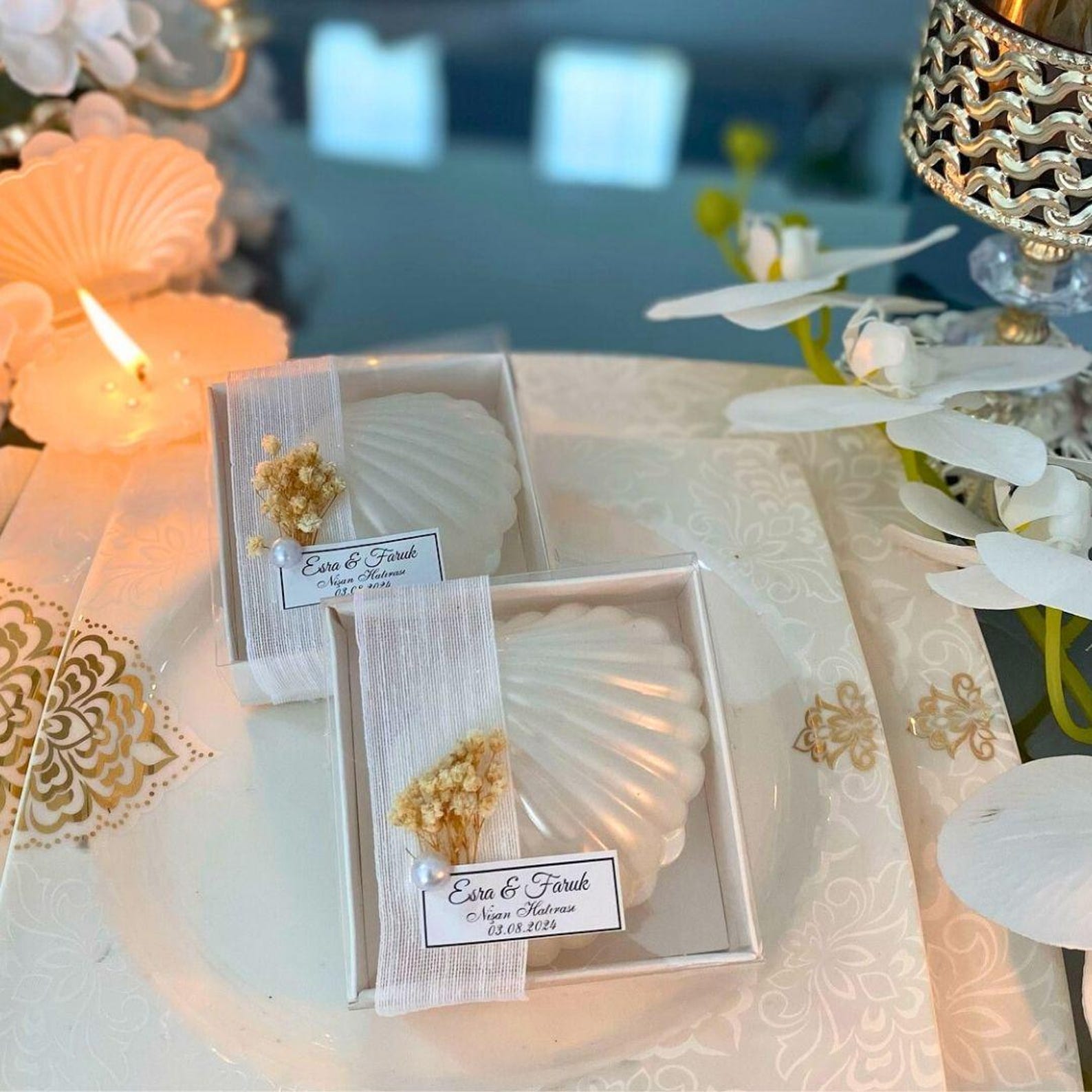 Oyster Candle Box Decorated With Pearls, Sea Shell Handmade Candle ...