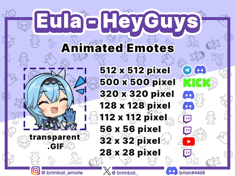 Eula Heyguys Animated Emotes, Alerts | Twitch Youtube Discord Kick ...