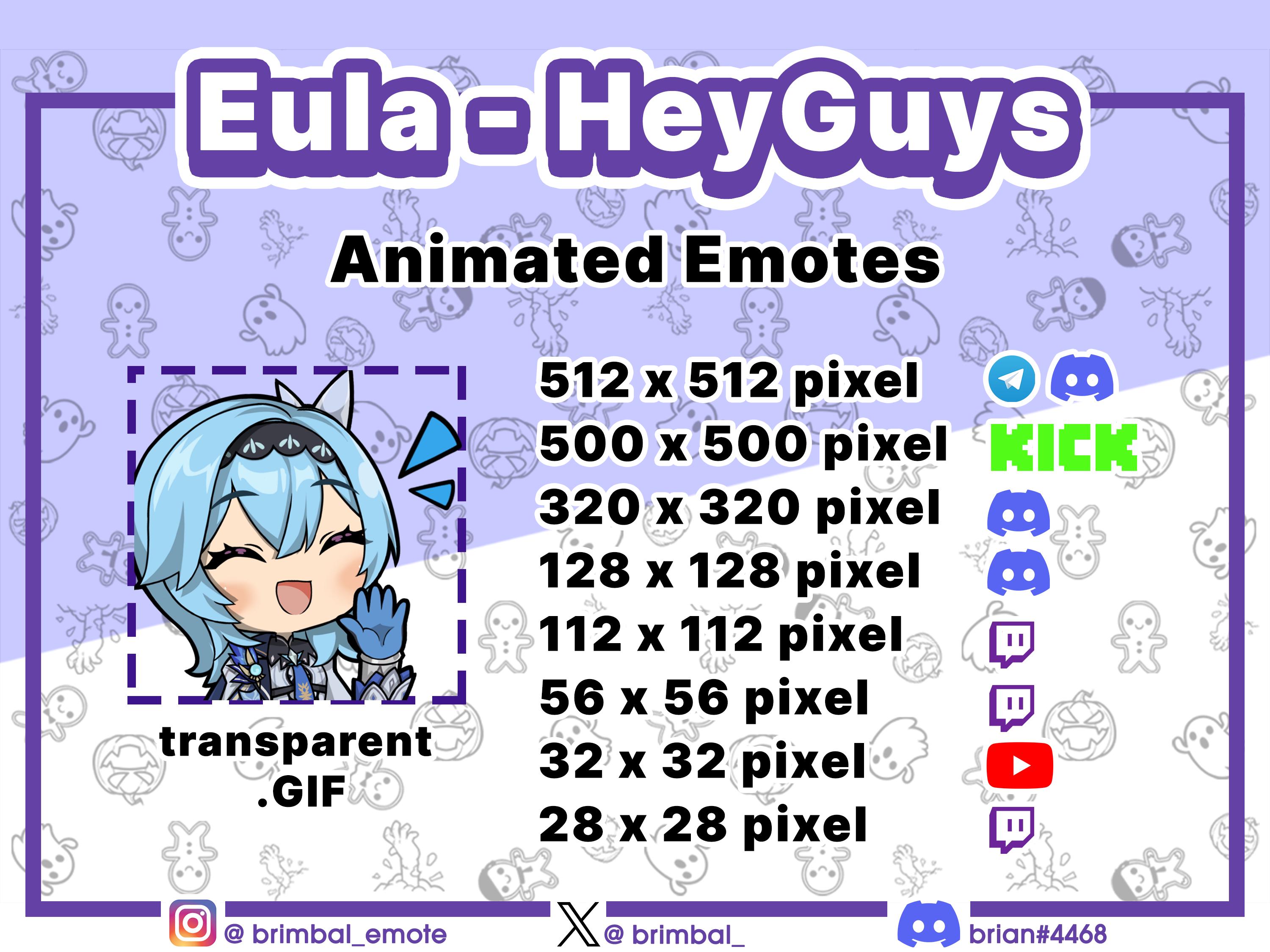 Eula Heyguys Animated Emotes, Alerts | Twitch Youtube Discord Kick ...