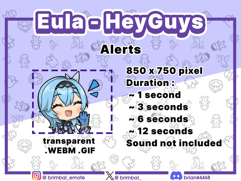 Eula Heyguys Animated Emotes, Alerts | Twitch Youtube Discord Kick ...
