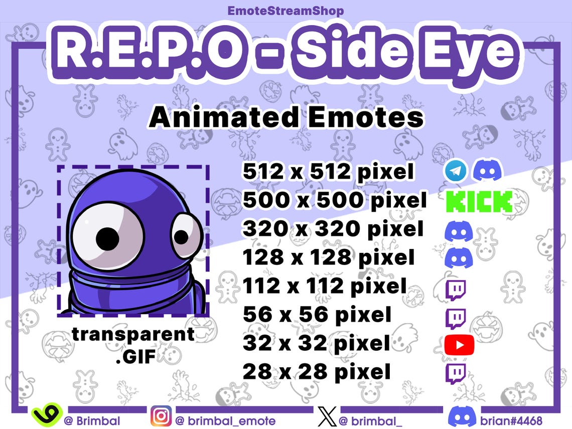 R.E.P.O Stare Side Eye Animated Emotes, Alerts | Twitch Youtube Discord ...
