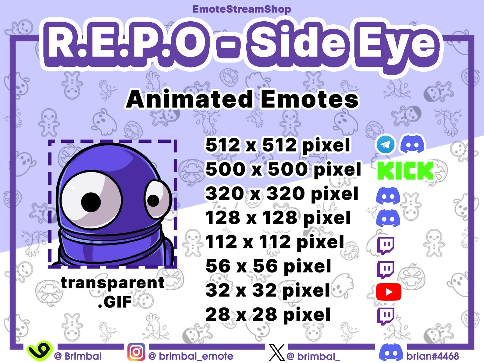 R.E.P.O Stare Side Eye Animated Emotes, Alerts | Twitch Youtube Discord ...