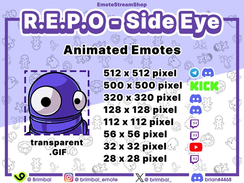 R.E.P.O Stare Side Eye Animated Emotes, Alerts | Twitch Youtube Discord ...