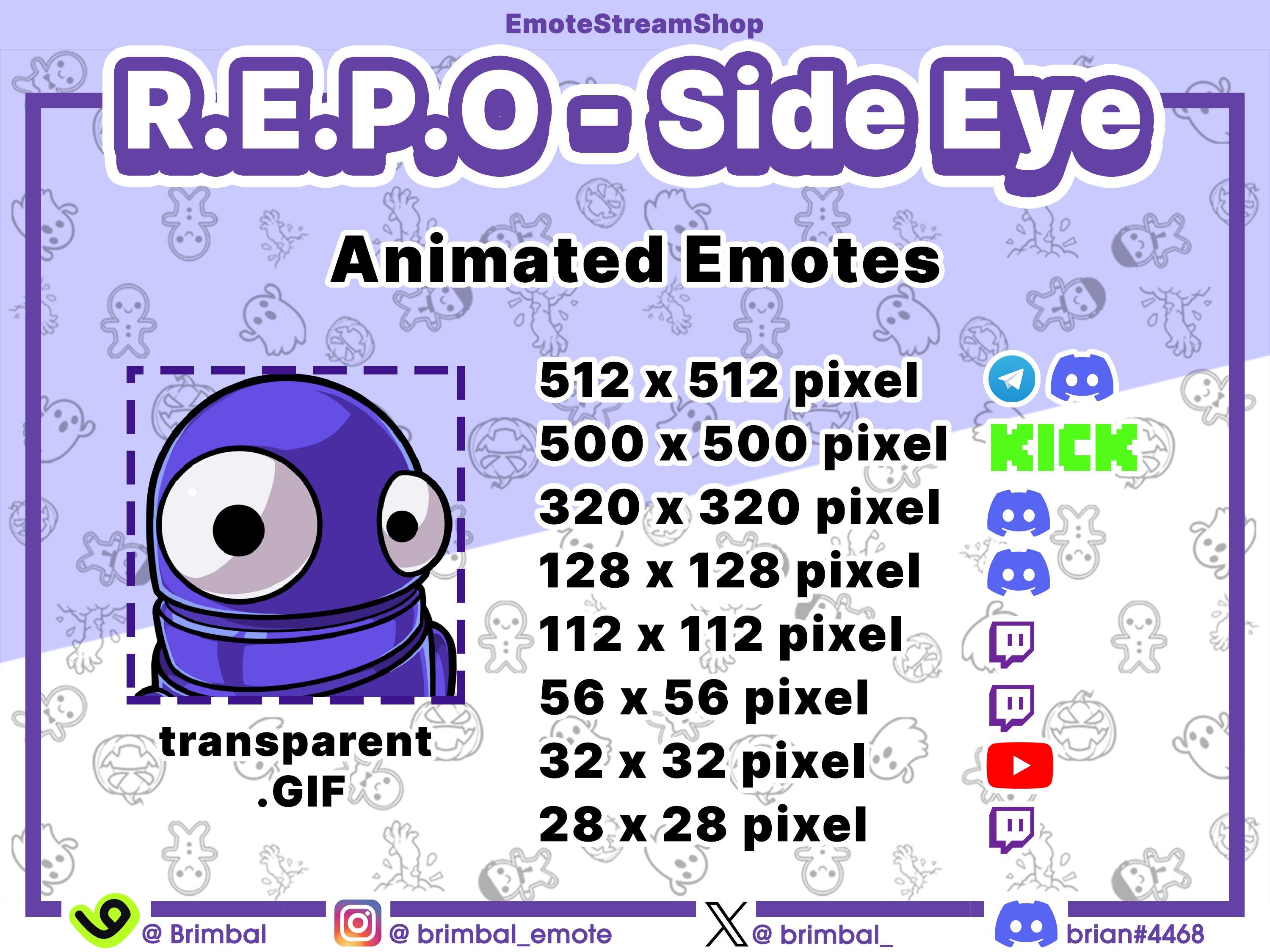 R.E.P.O Side Eye Animated Emotes & Alerts - Twitch, Discord, Kick - Etsy
