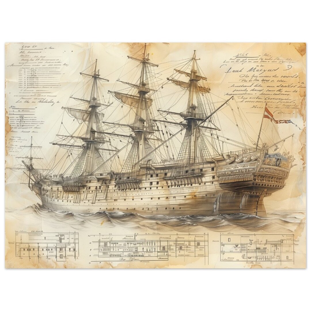 Sketch of a Sailing Ship II / Matte Paper or Forex Board - Etsy