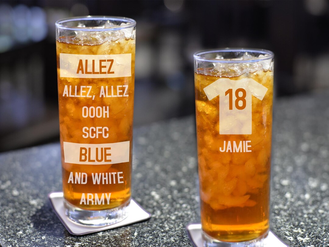 Personalised Stockport County Style Glass, Football FC Gift, Engrave ...