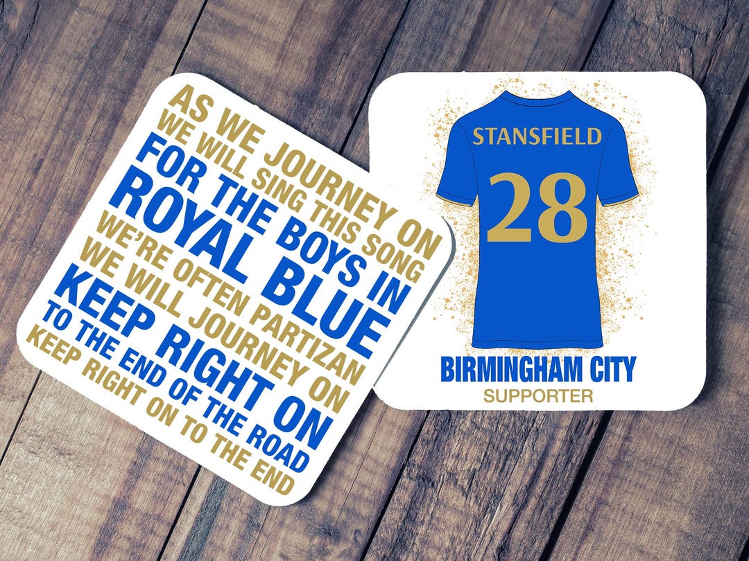 Personalised Birmingham City Style Coasters, Personalise Name & Number ...