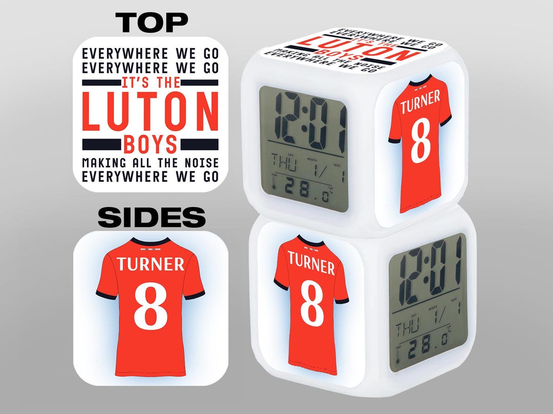 Personalised Luton Town Style Digital Alarm Clock, Personalise 24/25 ...