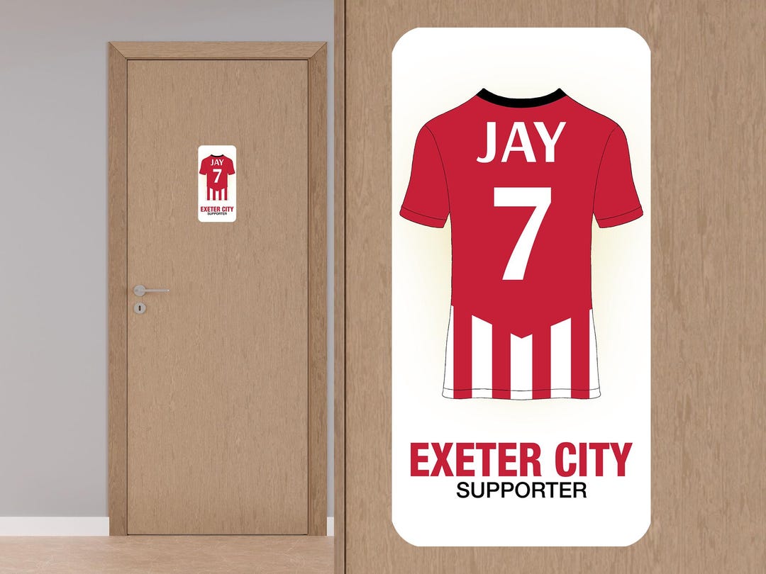 Personalised Exeter City Style Door Sign, Personalise 24/25 Shirt ...