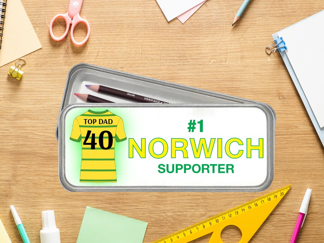 Personalised Norwich City Fan Pencil Case, Personalise 23/24 Shirt ...