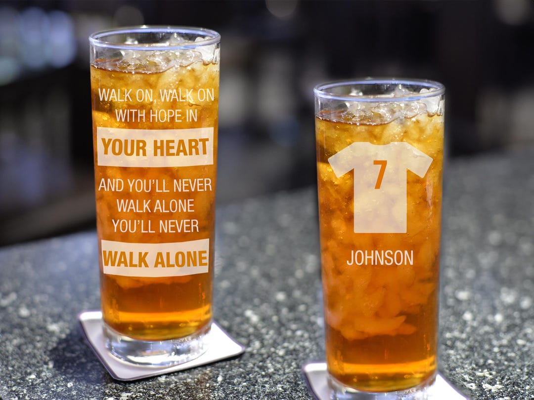 Personalised Liverpool Style Glass, Football FC Gift, Engrave Name ...