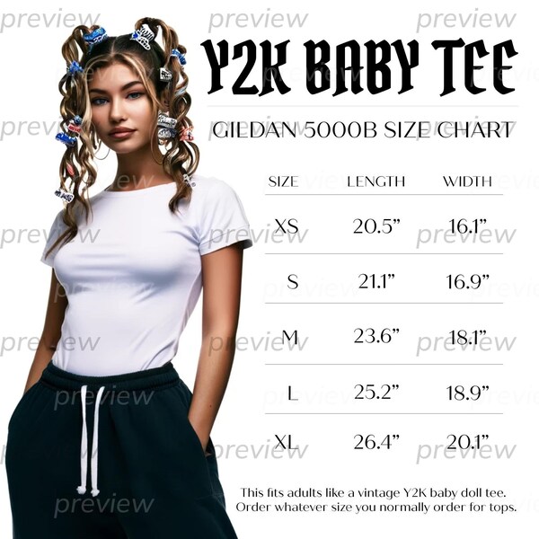 Baby Tee Gildan Size Chart - Etsy