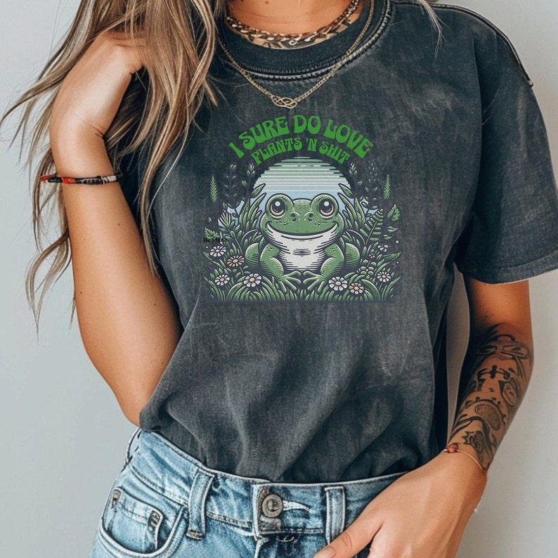 I Sure Do Love Plants 'n Shit Frog 70s Vintage Comfort Colors Shirt ...