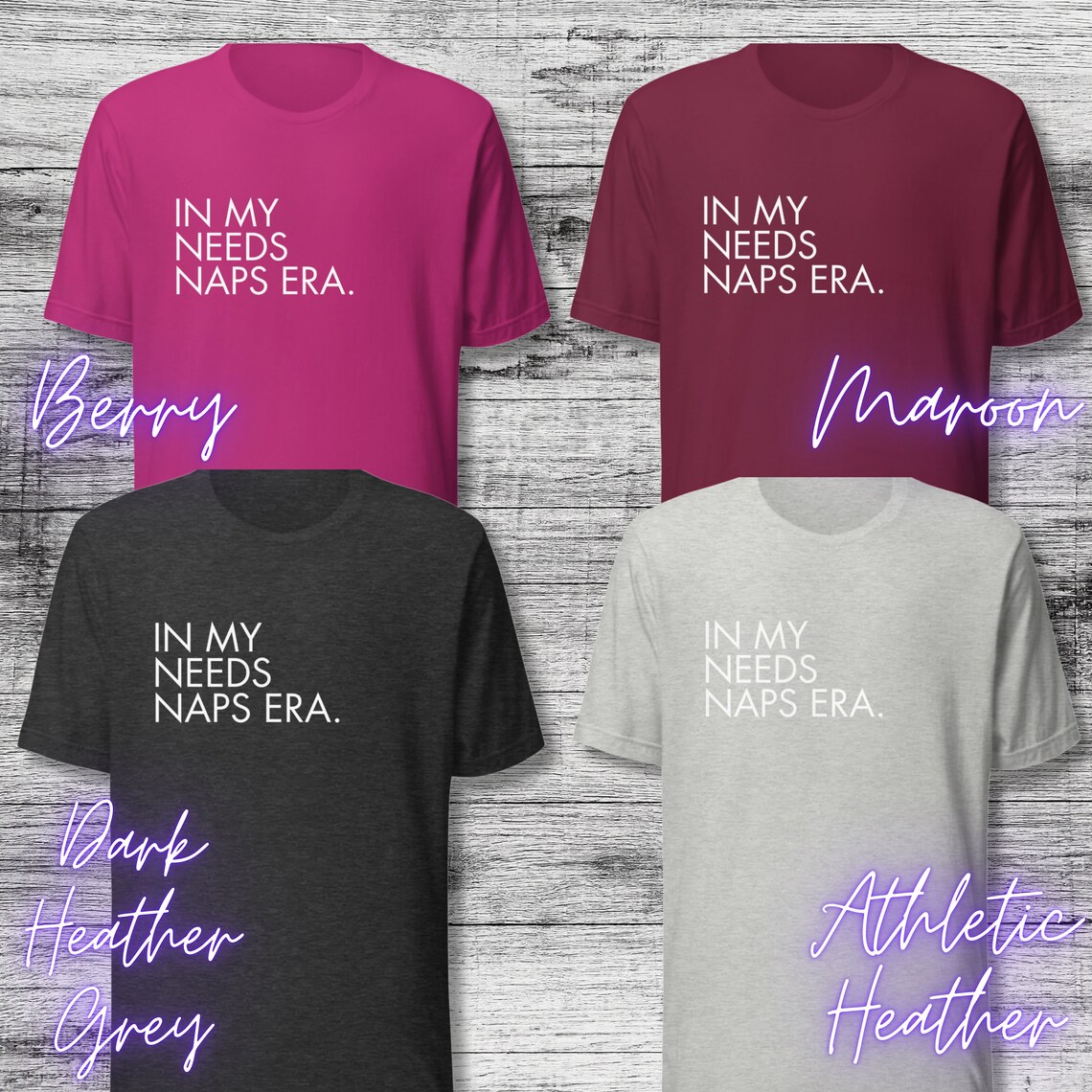 Needs Naps Era Graphic Tee, Black, Blue, Pink, Red, Grey, Cream, Green ...