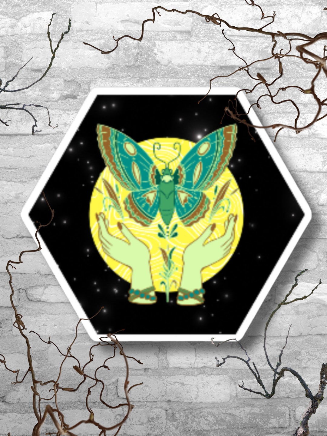 Space Moth Witchy Sticker 3 Sizes, Stars and Moon, Water Bottle ...