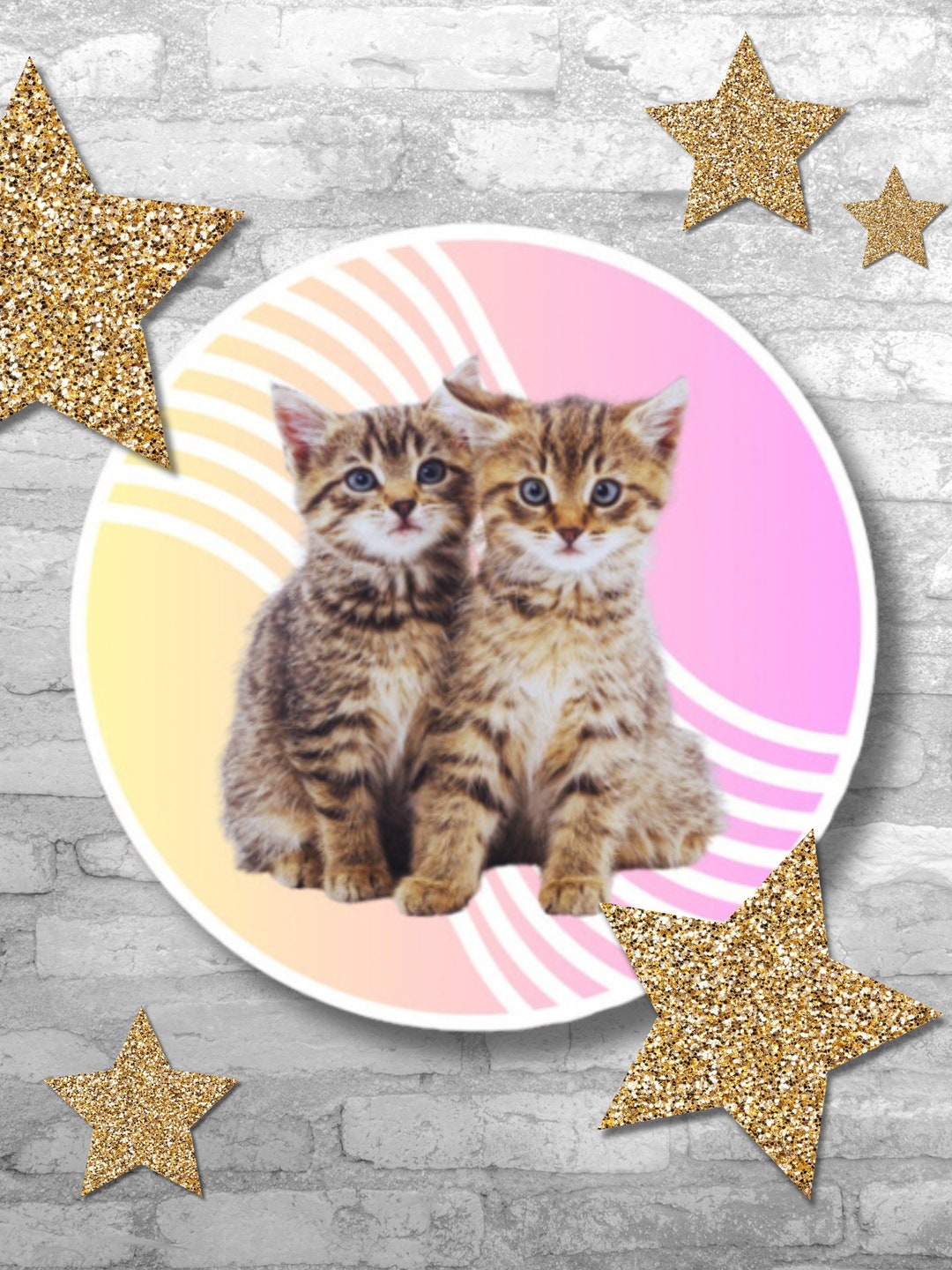 Cute Kittens Sticker 3 Sizes Cat Bubble-free Stickers Pastel Kitten ...