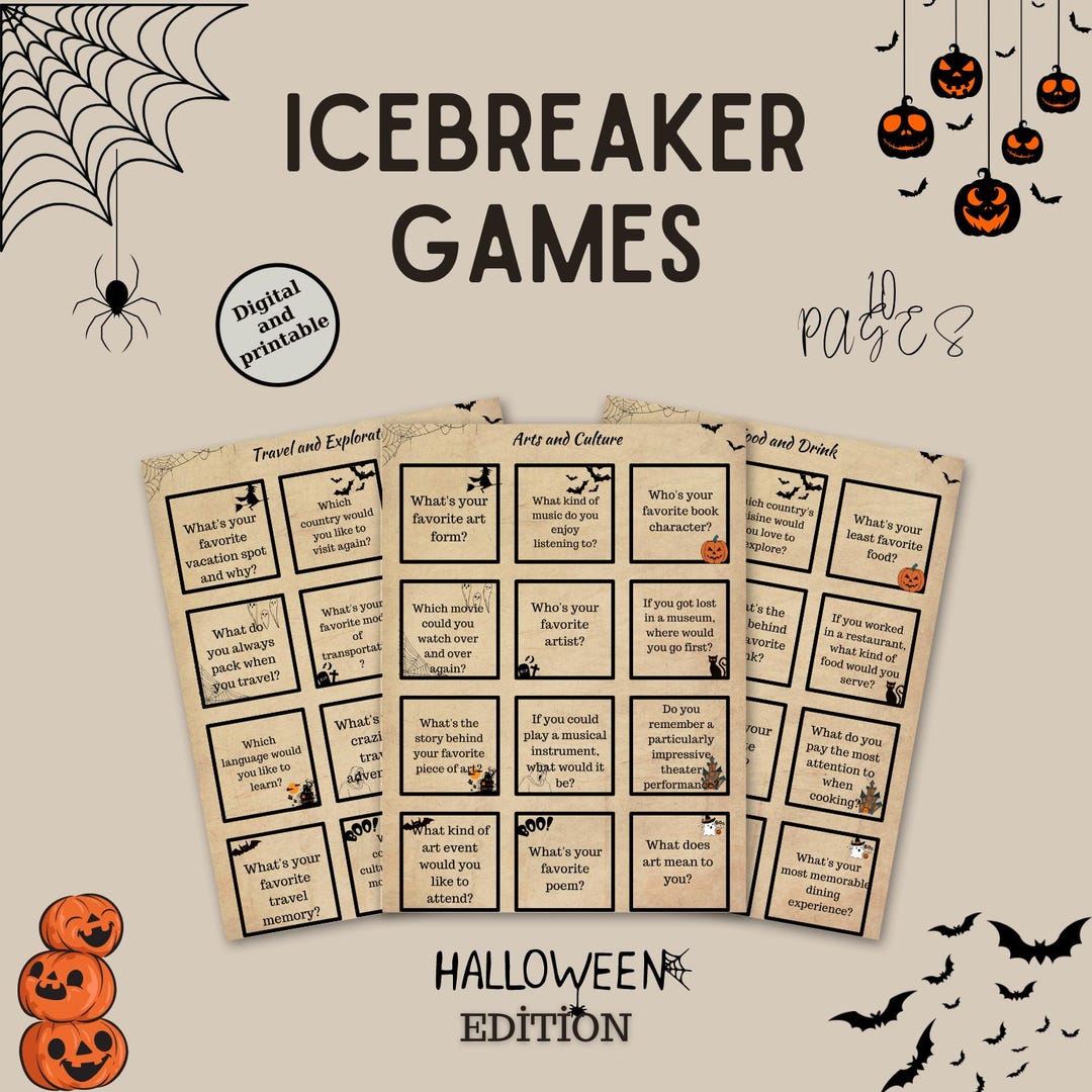 Funny Halloween Icebreaker Questions Game Halloween Conversation Game ...