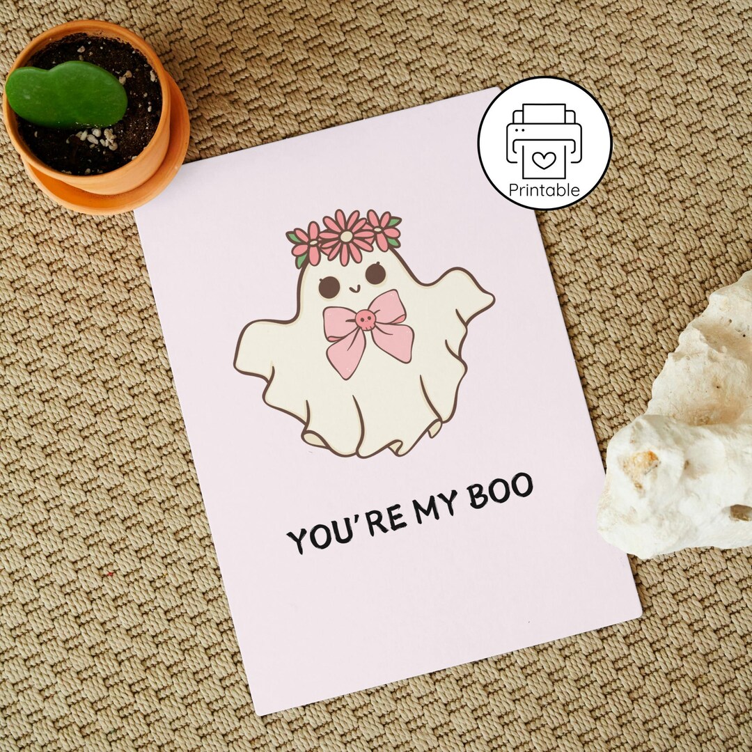 You're My Boo Cute Halloween Card Adorable Halloween Ghost Card ...