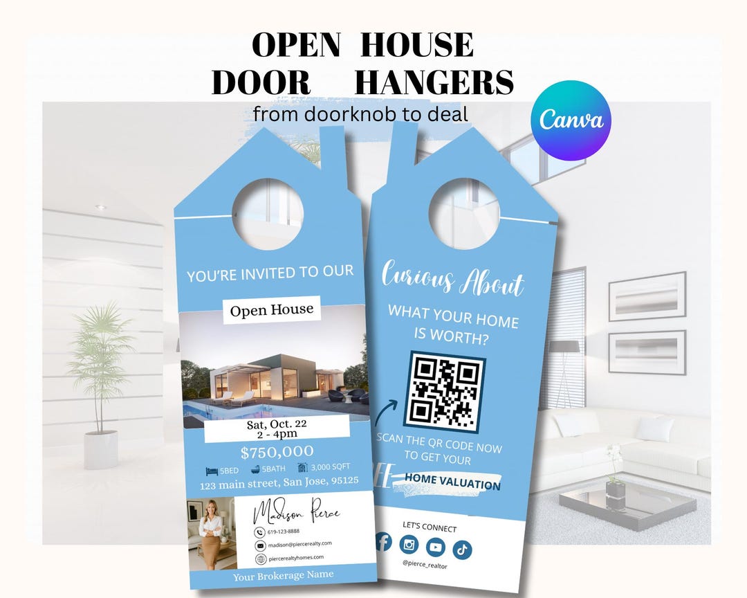Realtor Open House Door Hanger Template | Modern Minimal Real Estate ...