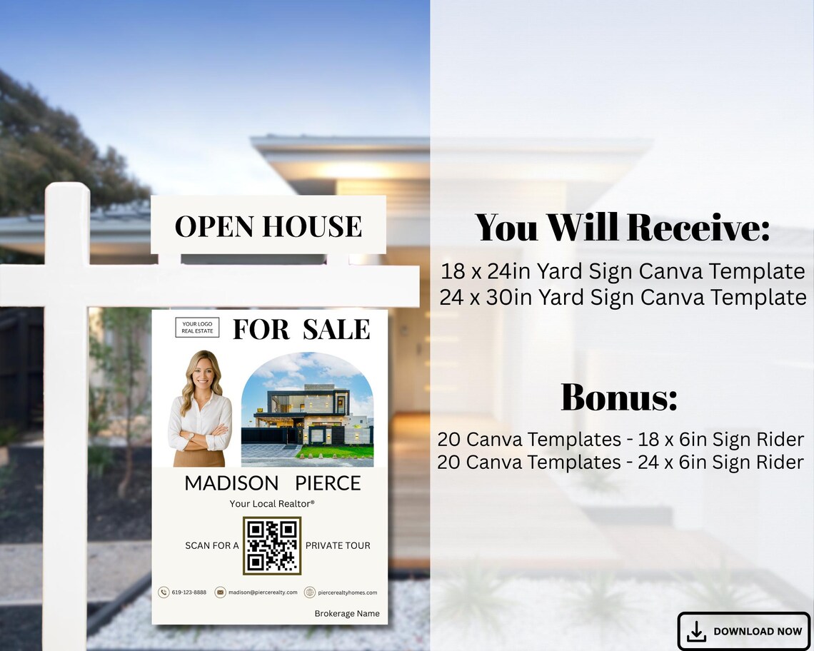 Real Estate Yard Sign Template | for Sale Sign | Open House Sign ...