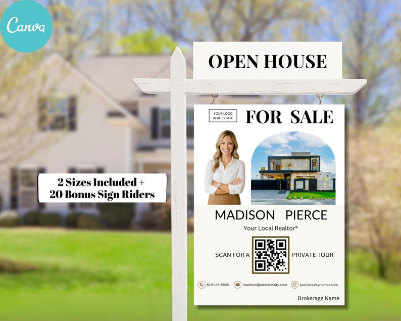 Real Estate Yard Sign Template | for Sale Sign | Open House Sign ...