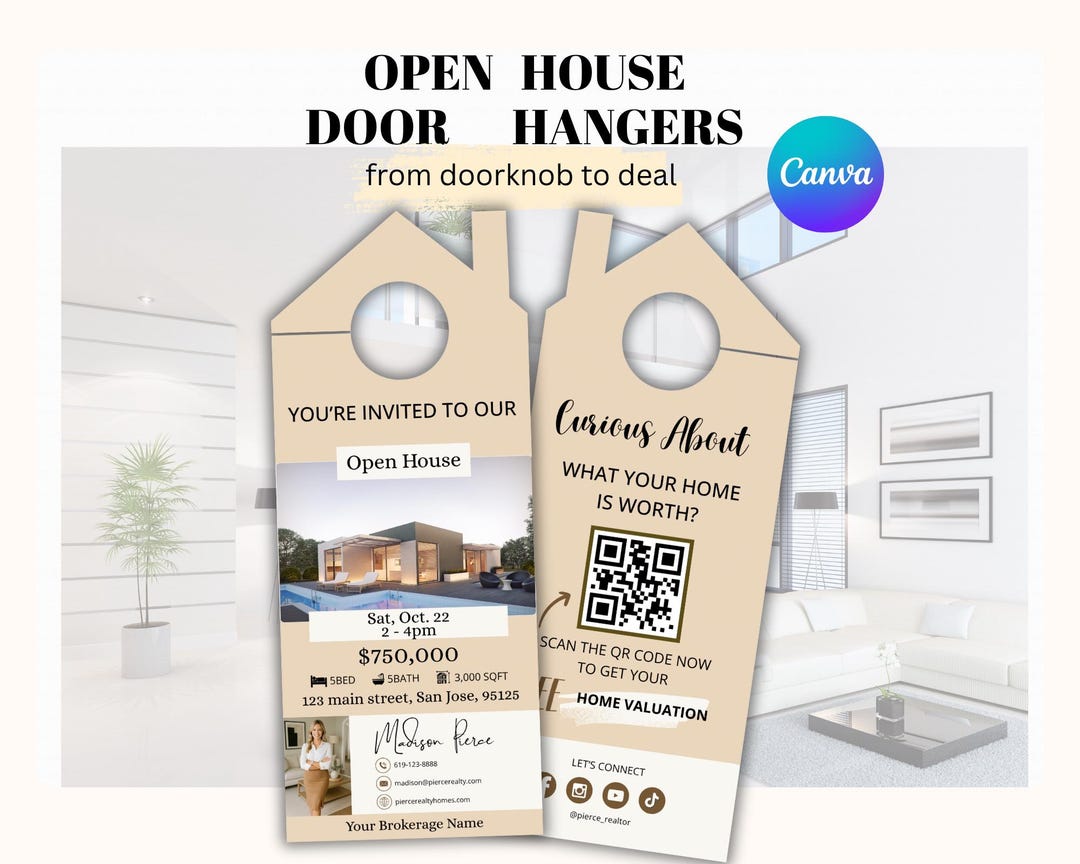 Open House Door Hanger Template | Modern Minimal Real Estate Marketing ...